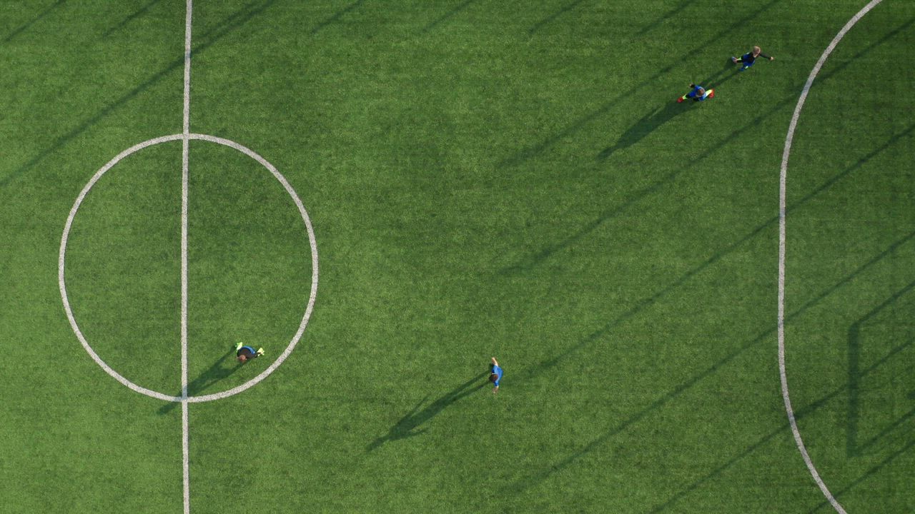 Aerial shot of a Soccer match - Free Stock Video
