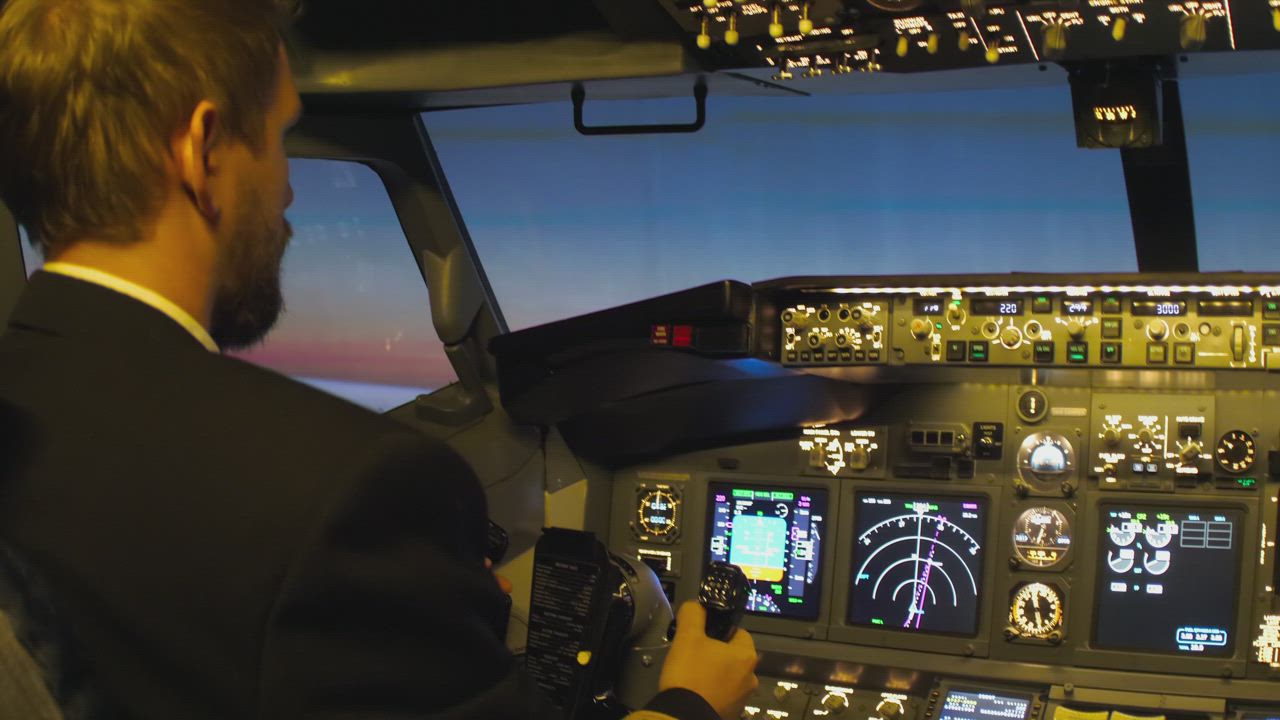 Cockpit console view of a plane flying - Free Stock Video