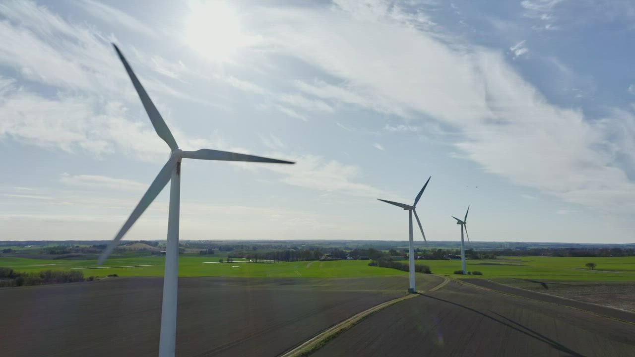 Wind turbines during the summer - Free Stock Video