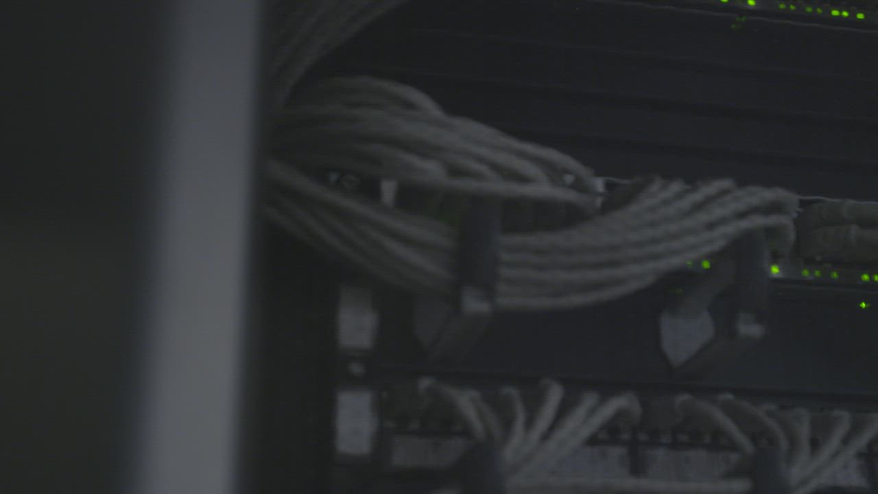 Tidy cables in a server rack - Free Stock Video