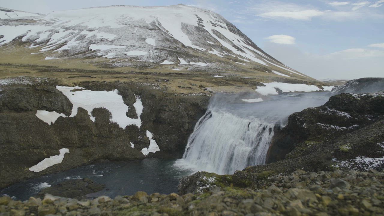 Waterfall in the wind - Free Stock Video