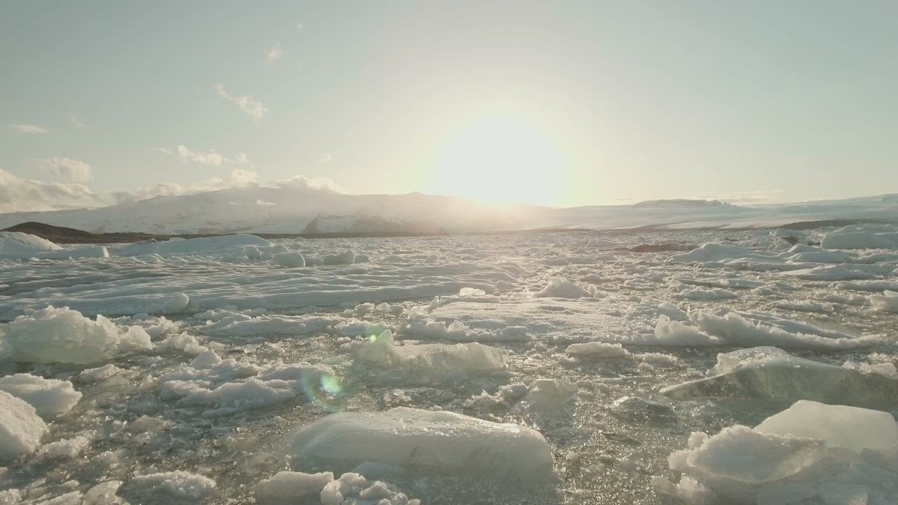 Fields of ice between mountains - Free Stock Video