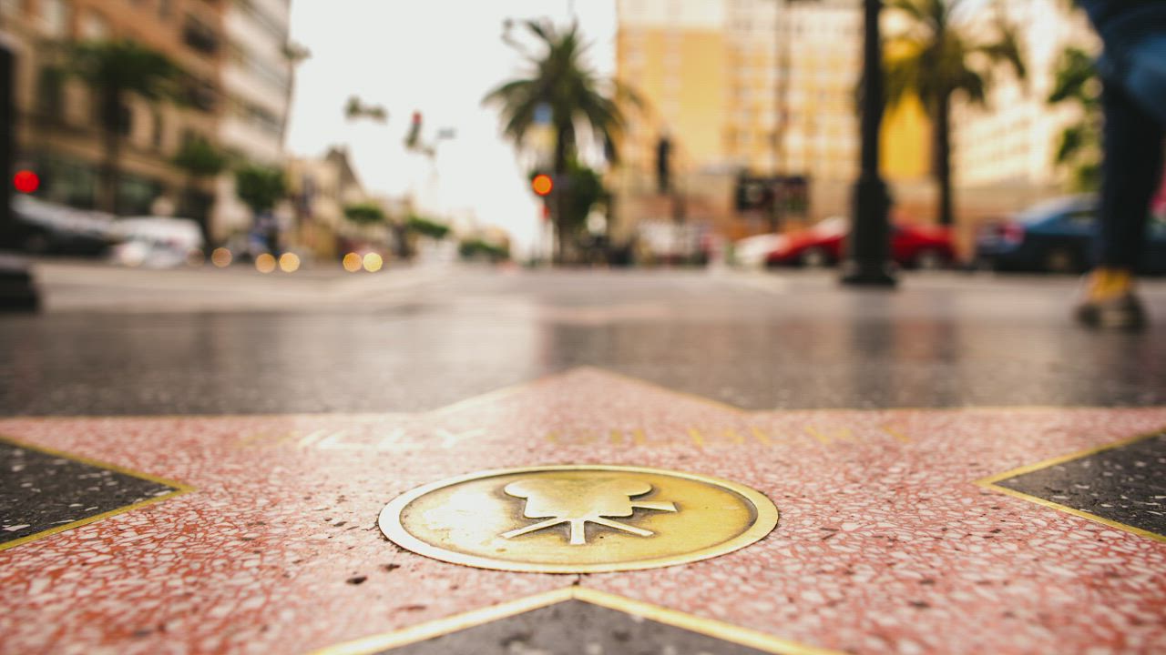 Hollywood Walk of Fame sidewalk star timelapse - Free Stock Video