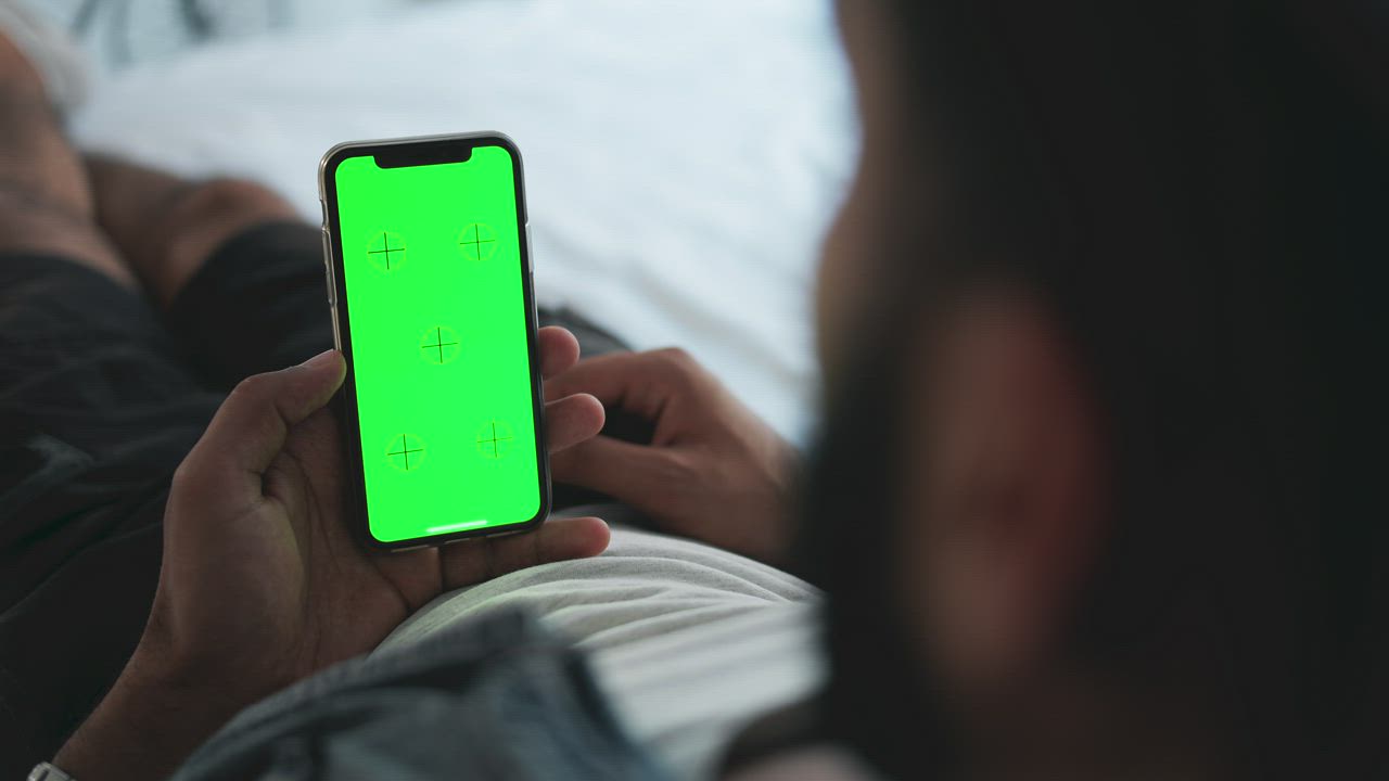 Man using mobile app touch screen with chromakey - Free Stock Video