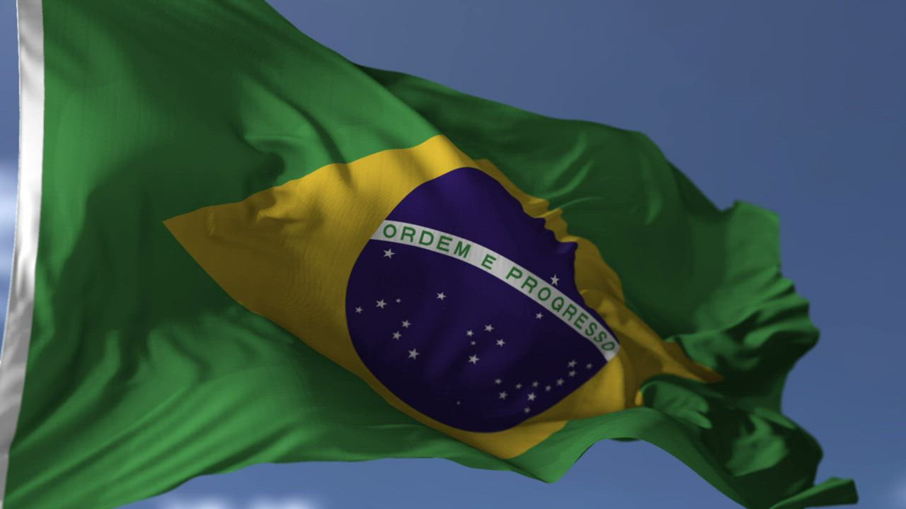 Closeup of Brazilian flag waving gently in the wind - Free Stock Video