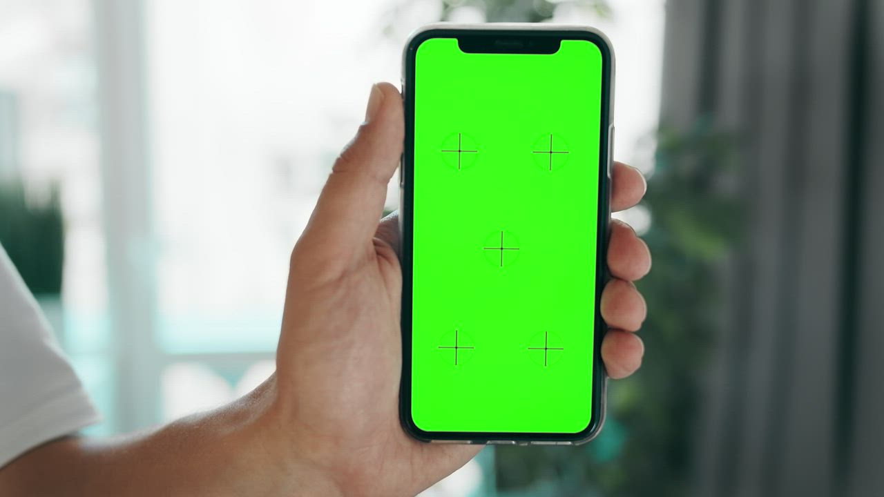 Hand touches mobile website greenscreen demo - Free Stock Video