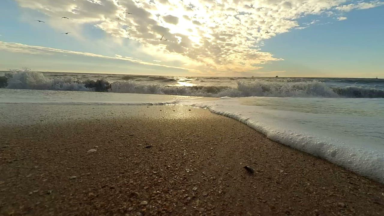Sea waves coming to the beach, ground view - Free Stock Video