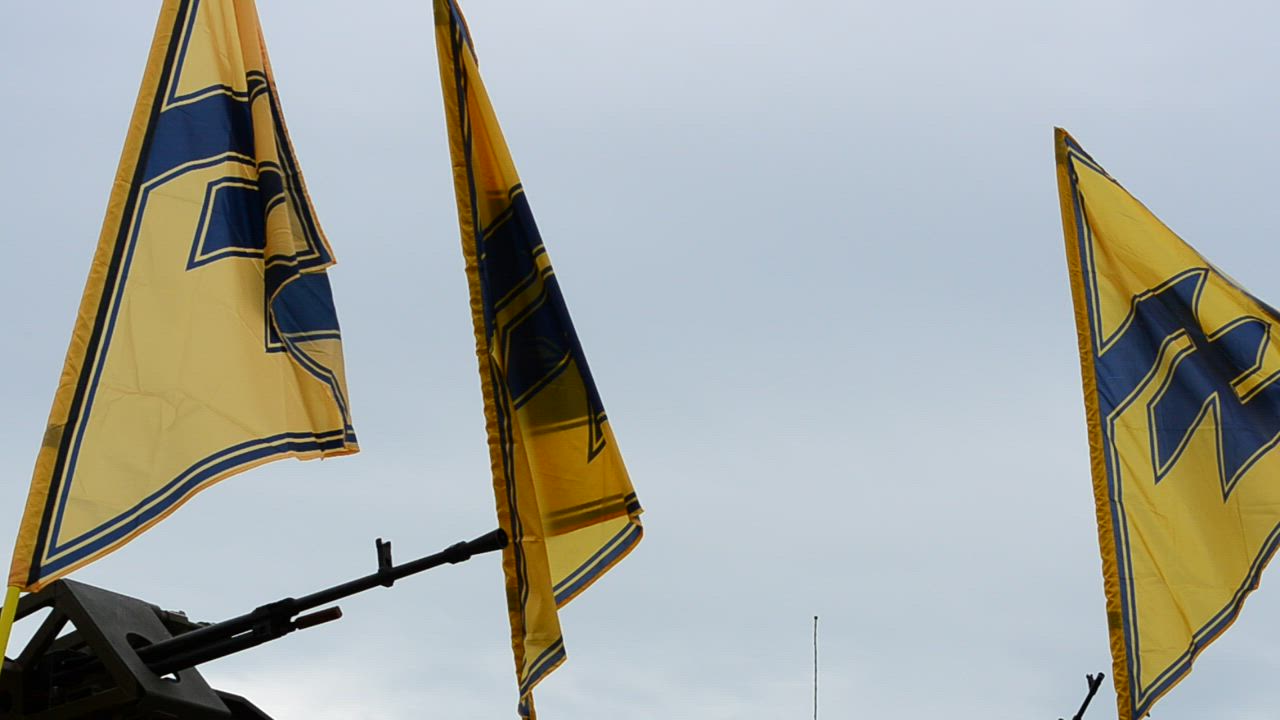 Military flags waving - Free Stock Video