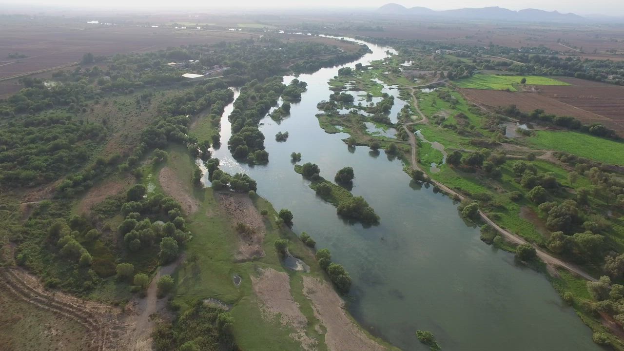 Aerial view of the Nile river in the countryside - Free Stock Video