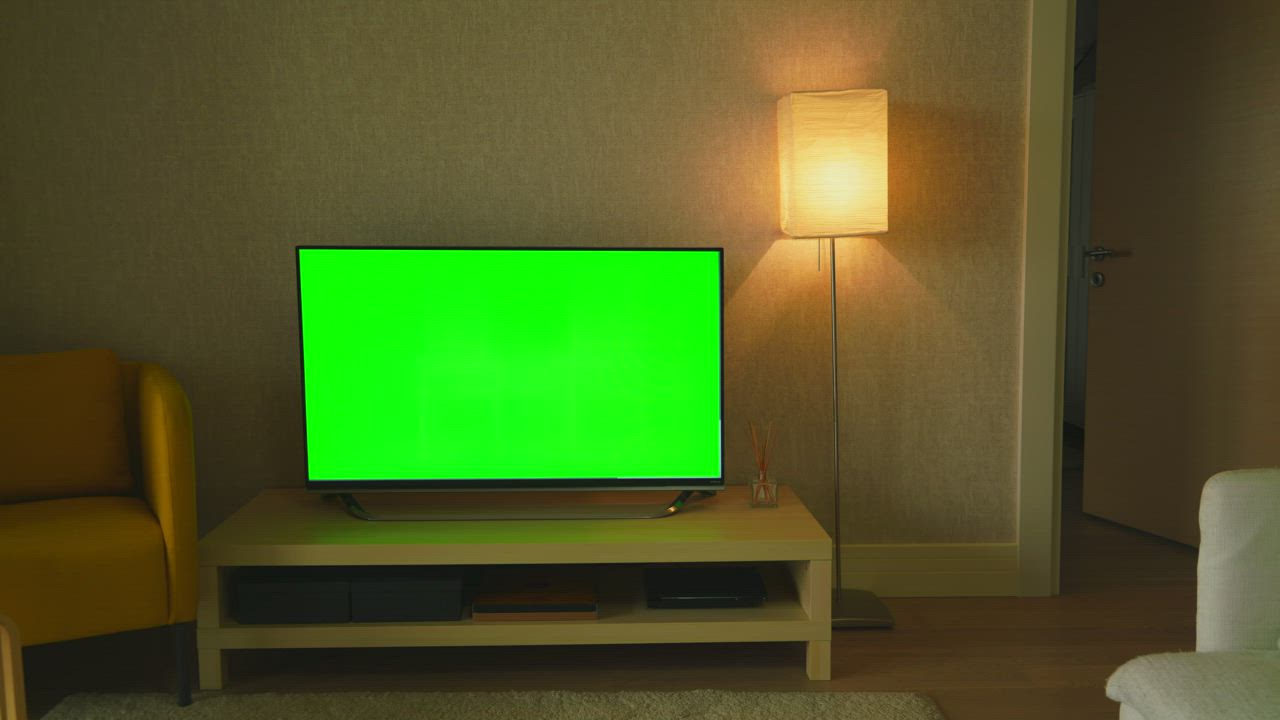Green screen television in the living room - Free Stock Video