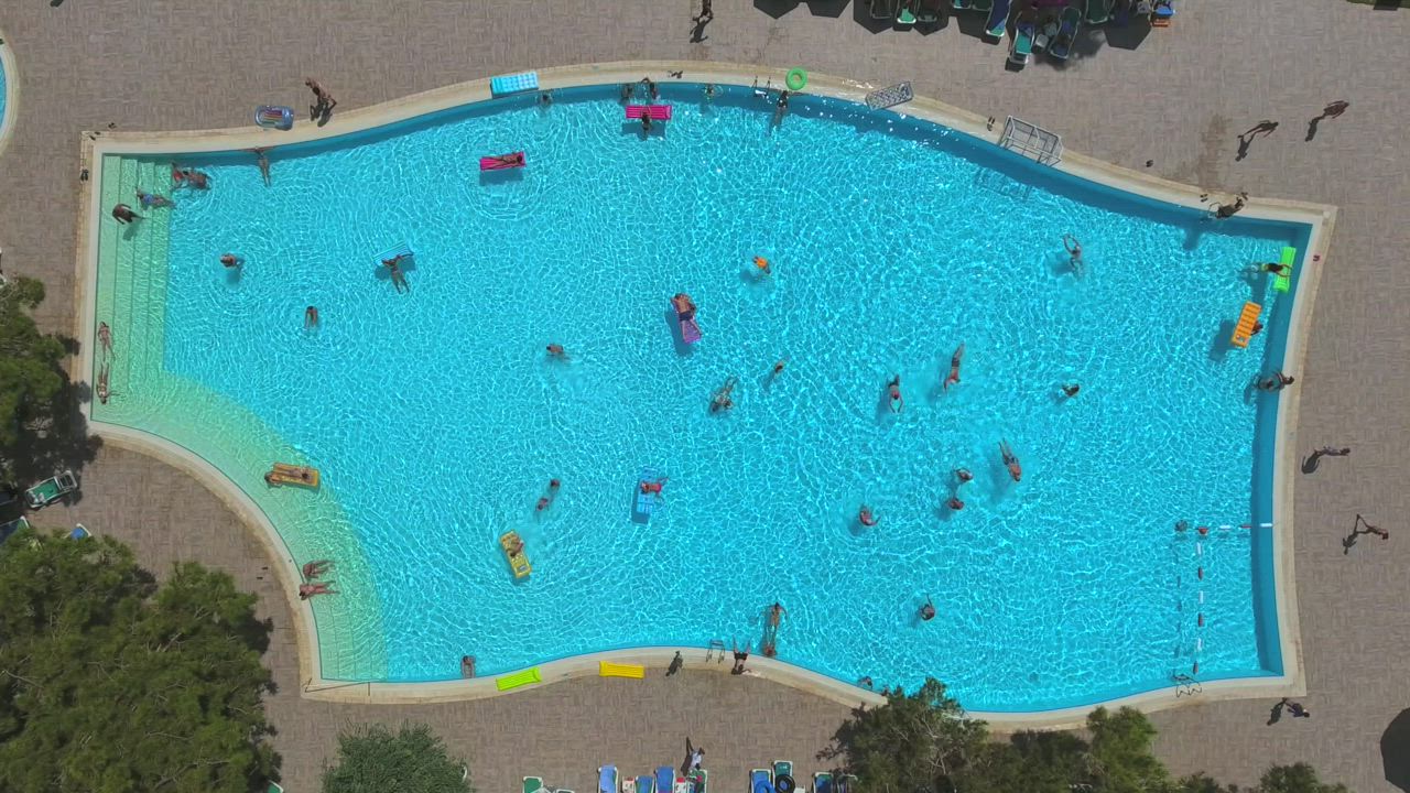 Aerial view of a crowded swimming pool - Free Stock Video