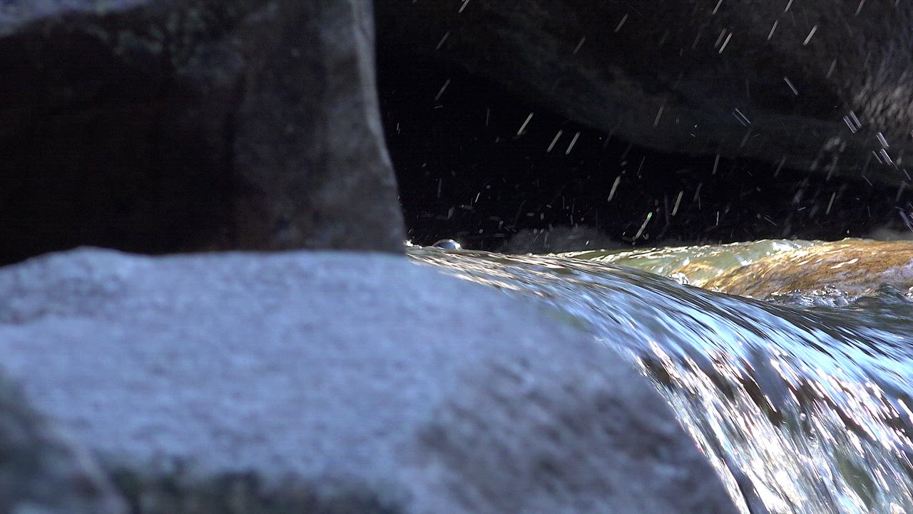 Natural spring water flowing on the rocks - Free Stock Video