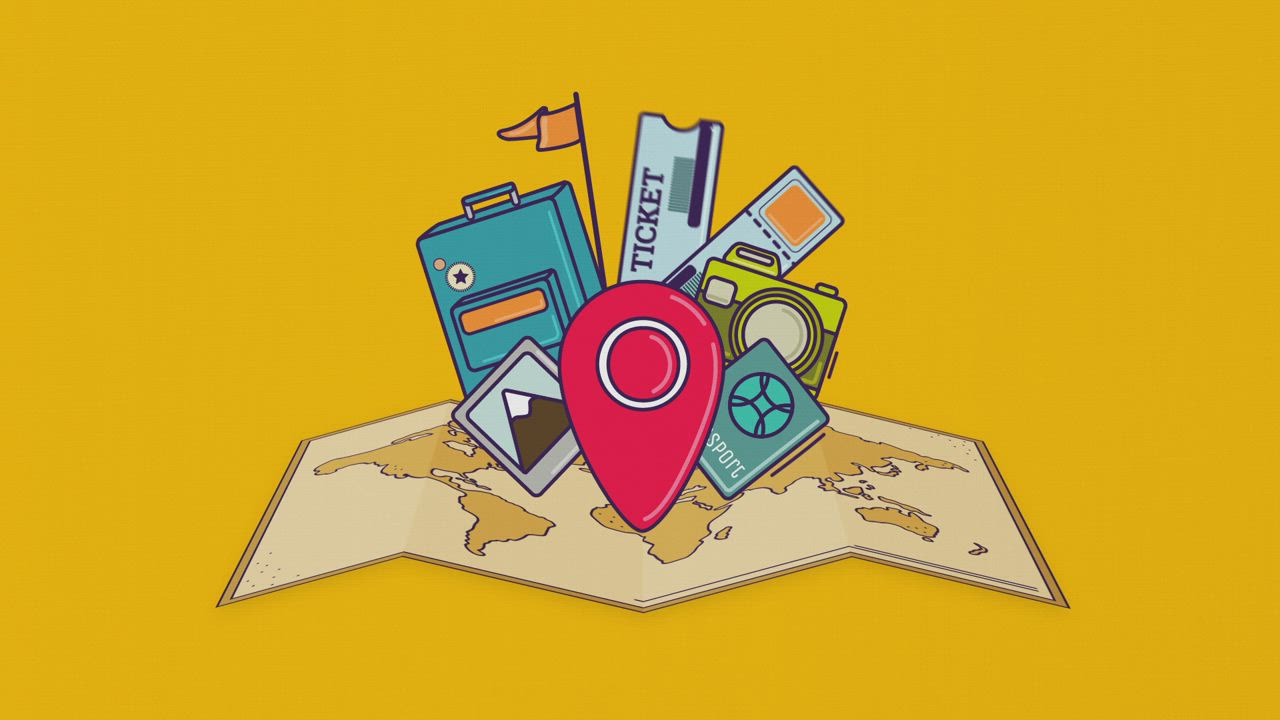 Animation of travel accessories - Free Stock Video