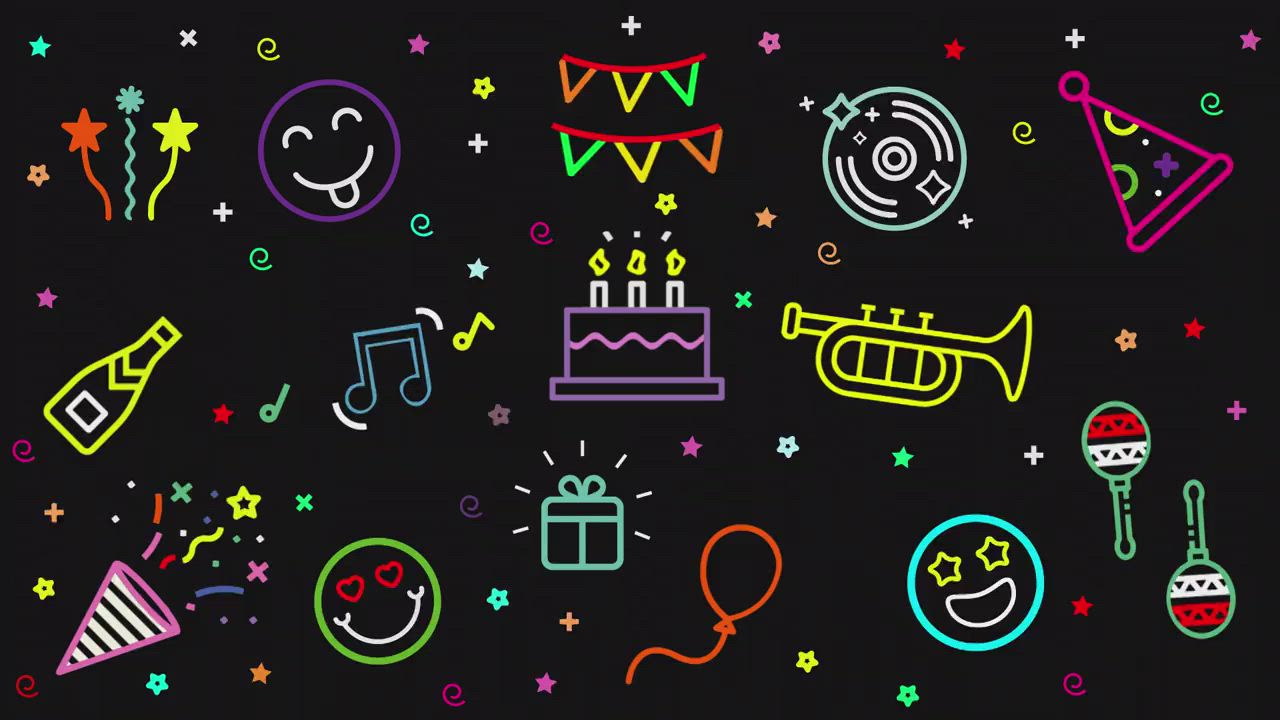 Animation of party emojis in motion - Free Stock Video