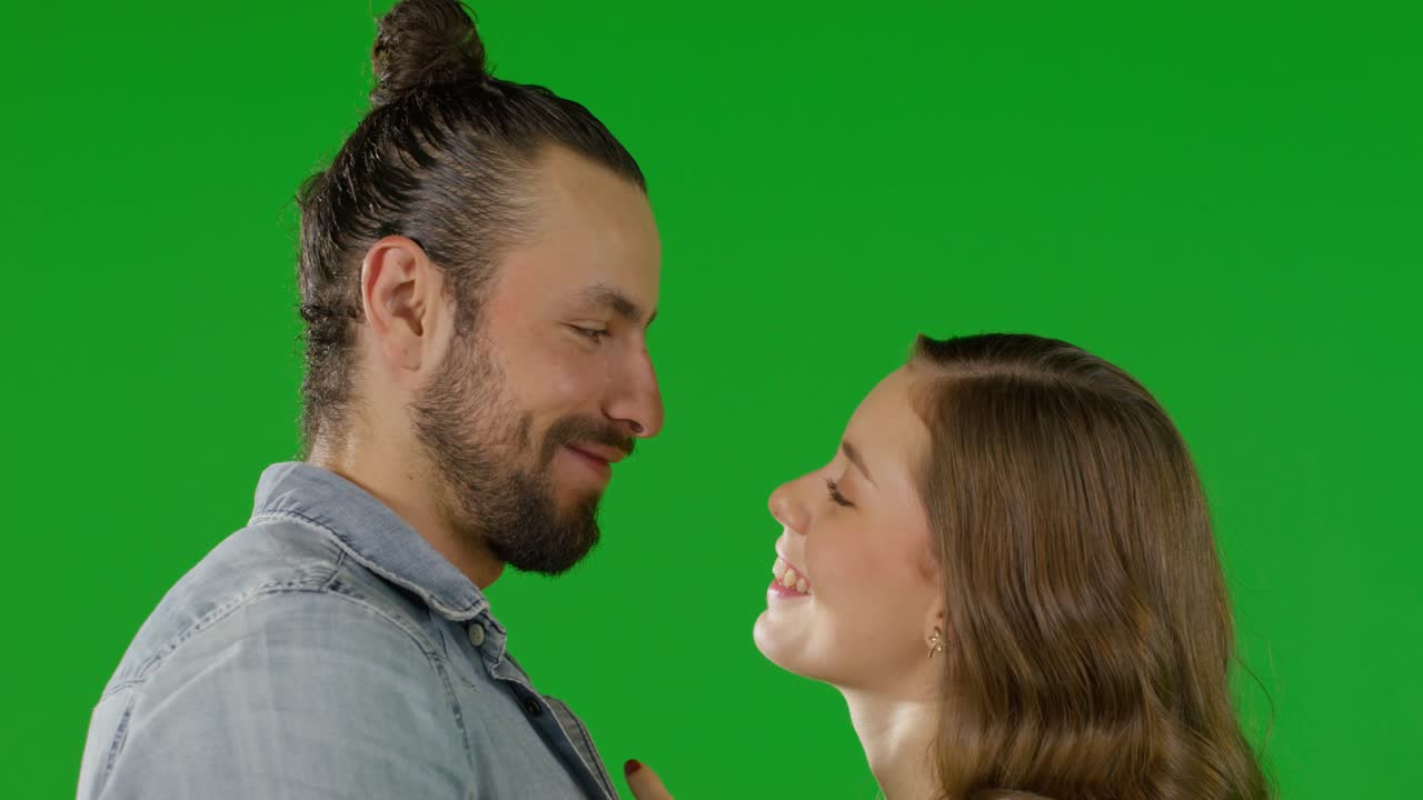 Couple Sharing an Intimate Moment on Green Screen Background - Free ...