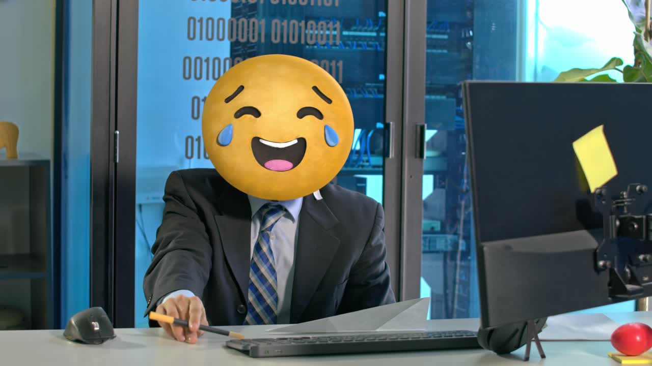 Employee Laughing in Office Setting - Free Stock Video