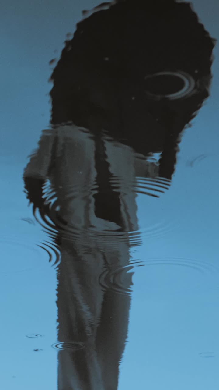 Water Reflection of a Black Man Posing - Free Stock Video