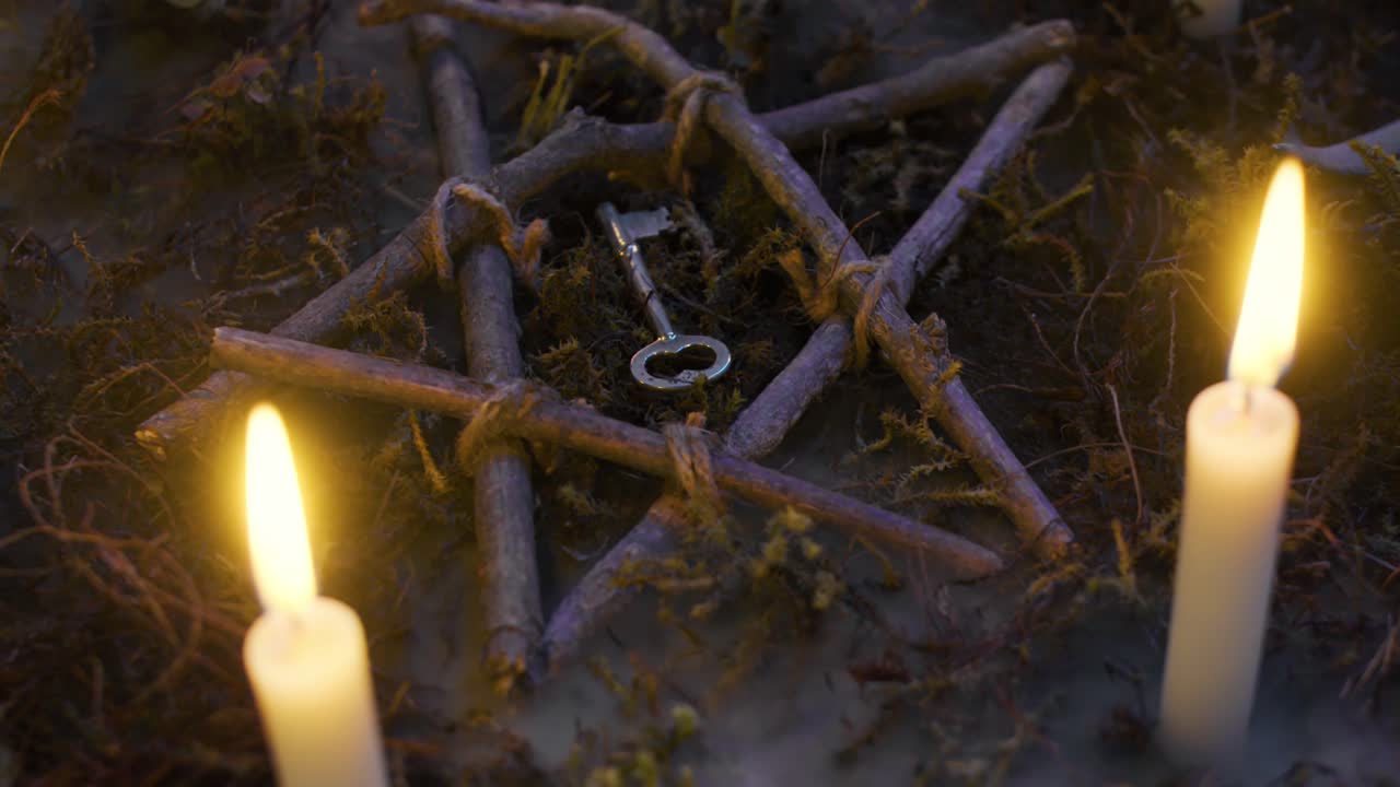 Branch Star with Key and Candles - Free Stock Video